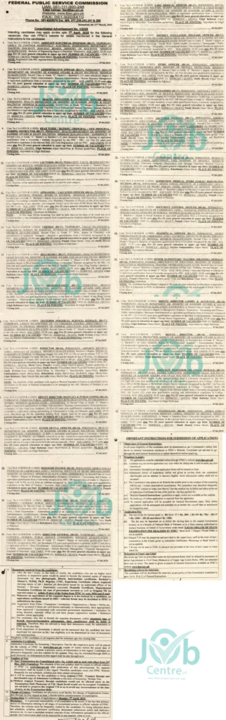 FPSC Consolidated Advertisement 01/2025 Apply Online - Jobs Center